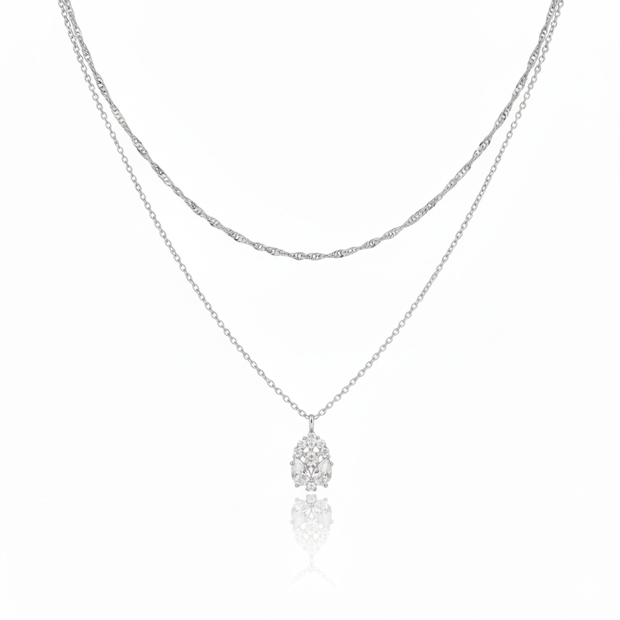 Stellar Flow Pendant Set with Silver Swirl Chain – Gulban